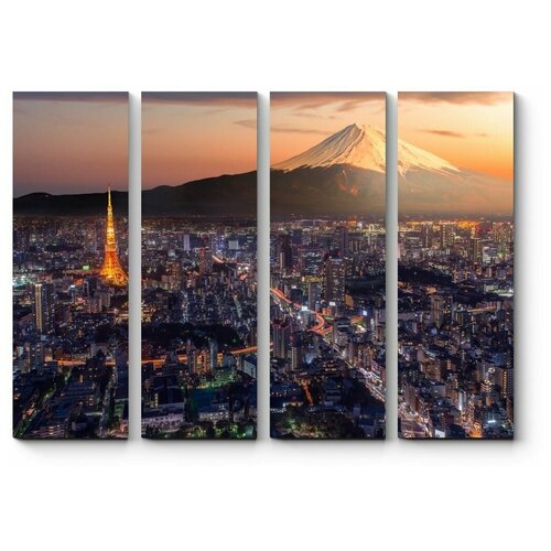 Модульная картина Ночной Токио 80x60