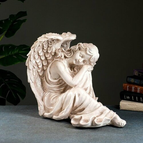 Хорошие сувениры Фигура "Ангел девушка сидя" большая, состаренный 28х45х40см
