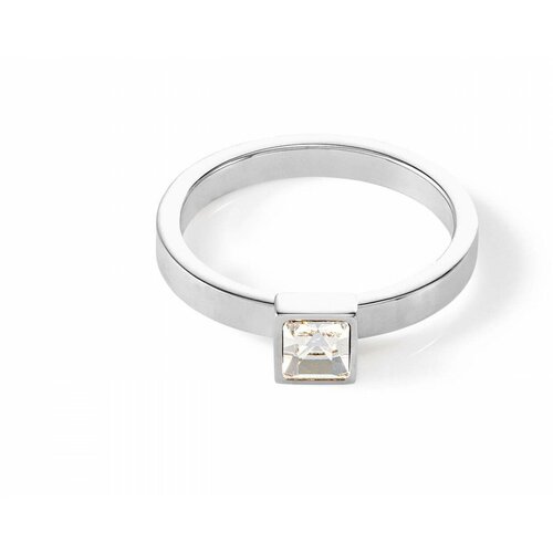Кольцо Coeur de Lion, кристалл, размер 18.5, белый, серебряный