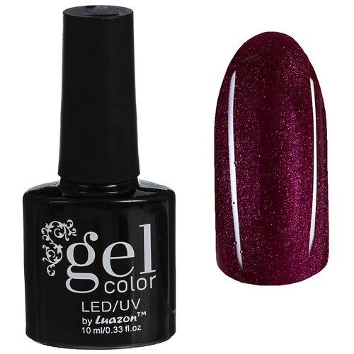 Luazon гель-лак для ногтей Gel color с блестками, 10 мл, 37 г, В2-094 баклажан перламутровый