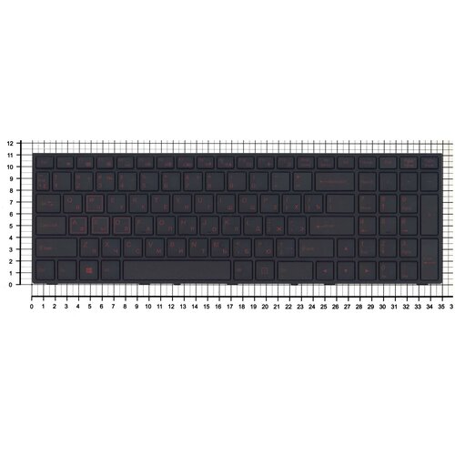 Клавиатура для ноутбука Clevo P651 черная с красной подсветкой