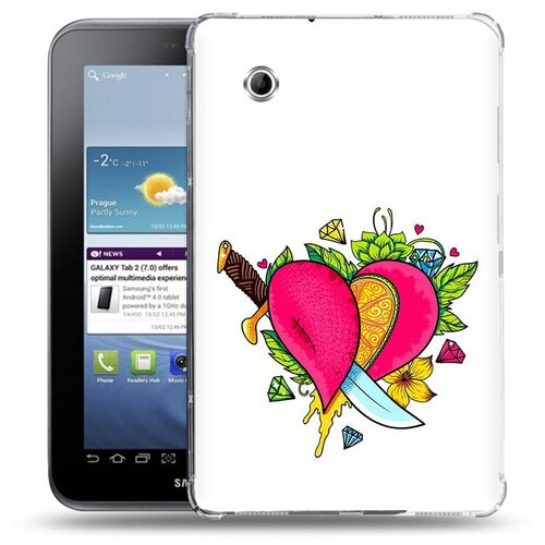 Чехол задняя-панель-накладка-бампер MyPads Фруктовое сердце для Samsung Galaxy Tab 2 7.0 GT-P3100/P3110 противоударный