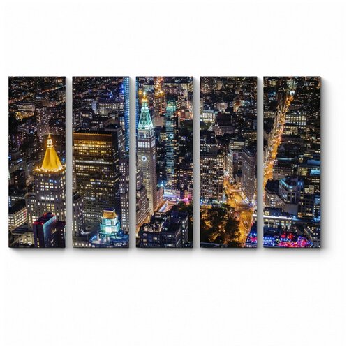Модульная картина Вид на ночной Нью-Йорк 140x84