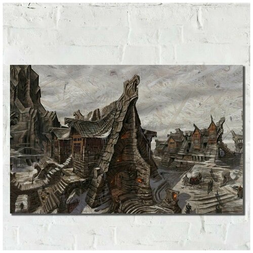 Картина интерьерная на рельефной доске, рисунок ОСП игра Elder Scrolls V Skyrim - 11570