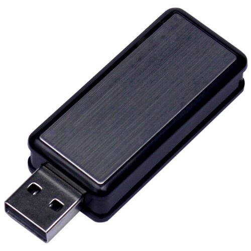 Прямоугольная выдвижная пластиковая флешка для нанесения логотипа (64 Гб / GB USB 2.0 Черный/Black 034)