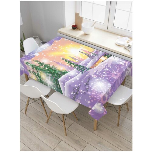 Скатерть прямоугольная JoyArty на кухонный стол "Зимние сказки" из оксфорда, 180x145 см
