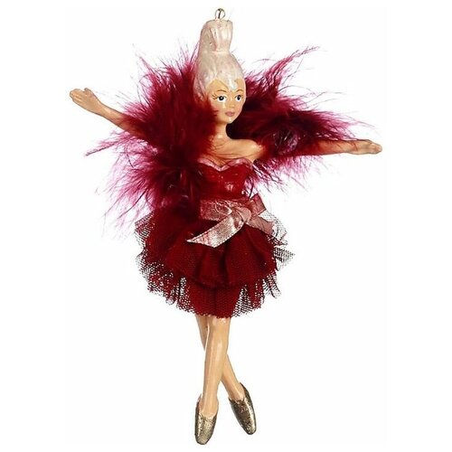 Ёлочная игрушка салонная балерина, полистоун, текстиль, бургунди, 16.5 см, Goodwill B93260-1
