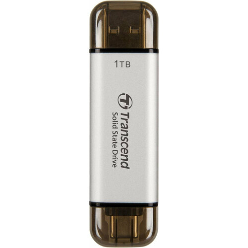Transcend Флеш-накопитель/ Transcend External SSD ESD310S, 1024GB, Type C/A, USB 10Gbps (3.2 Gen2), R/W 1050/950MB/s, 71x20x8mm, 11g, Silver (5 лет)