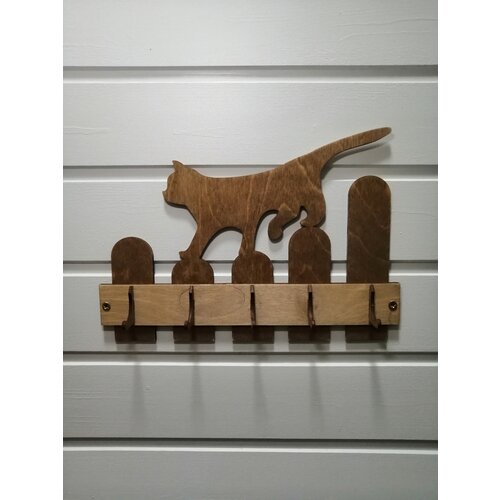 Ключница настенная "Кошка на заборе" (деревянная), 280мм*200мм