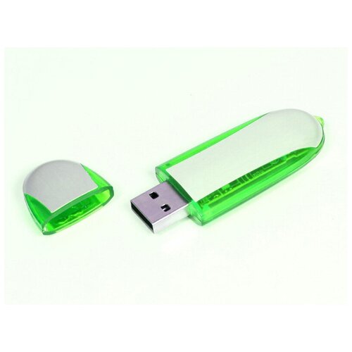 Овальная флешка для нанесения логотипа (32 Гб / GB USB 2.0 Зеленый/Green 017 Модель 118)