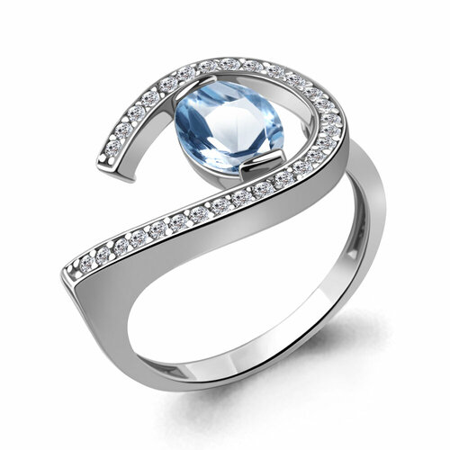 Кольцо Diamant online, серебро, 925 проба, топаз, фианит, размер 18