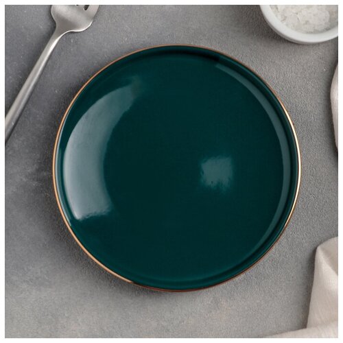 Тарелка керамическая пирожковая "Изумруд", d=15 см, цвет зелёный