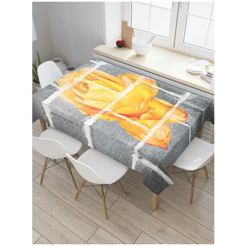 Скатерть прямоугольная JoyArty на кухонный стол "Желтая роза" из оксфорда, 120x145 см