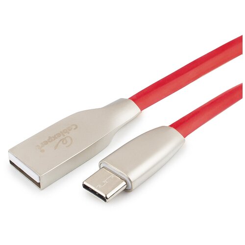 Кабель USB 2.0 Cablexpert CC-G-USBC01R-1M, AM/Type-C, серия Gold, длина 1м, красный, блистер