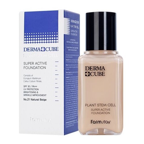 Farmstay Тональный крем Dermacube plant stem cell super active foundation, SPF 30, 50 мл/50 г, оттенок: №21 Натуральный бежевый, 1 шт.