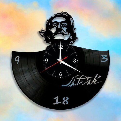 Настенные часы из виниловой пластинки с изображением Сальвадора Дали/Salvador Dali/Часы в подарок