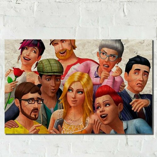 Картина интерьерная на рельефной доске, рисунок ОСП игра The Sims 4 - 12066