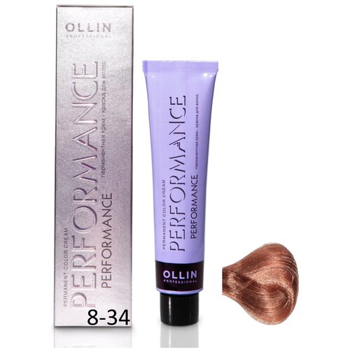 OLLIN Professional Performance перманентная крем-краска для волос, 8/34 светло-русый золотисто-медный, 60 мл