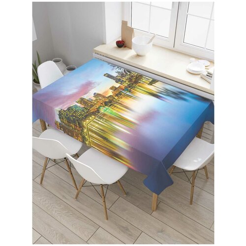 Скатерть прямоугольная JoyArty на кухонный стол "Яркая ночная река" из оксфорда, 180x145 см
