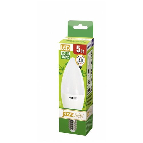 Лампа 5W свеча светодиодная PLED- ECO-C37 5W E14 4000K (5W=40Вт, 400Lm) 230/50 Jazzway