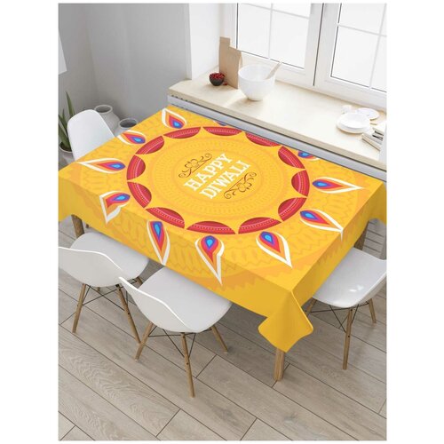 Скатерть прямоугольная JoyArty на кухонный стол "Пожелание на дивали" из оксфорда, 180x145 см