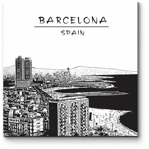 Модульная картина Черно-белая Барселона70x70
