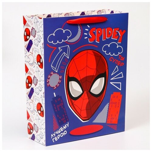 Пакет подарочный "Поздравляю!", Человек-паук, 31х40х11,5 см