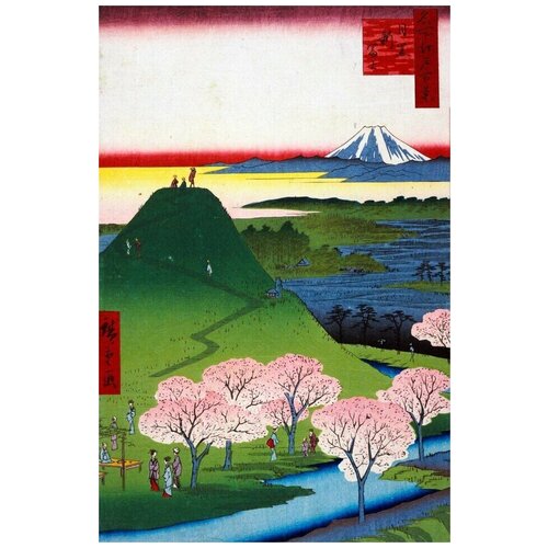 Плакат, постер на бумаге Utagawa Hiroshige-100 Famous Edo/Утагава Хиросигэ -100 знаменитых Эдо. Размер 21 на 30 см