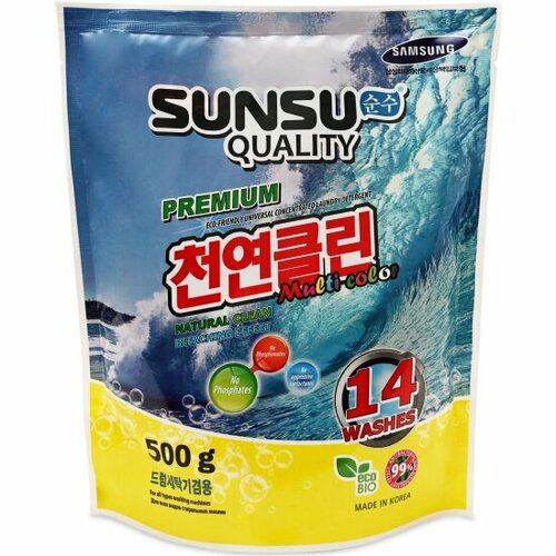 Стиральный порошок Sunsu Quality для цветного белья, бесфосфатный универсальный концентрированный, 500 г, м/у