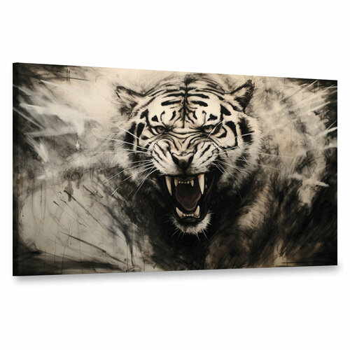 Интерьерная картина 100х60 "Ярость тигра"