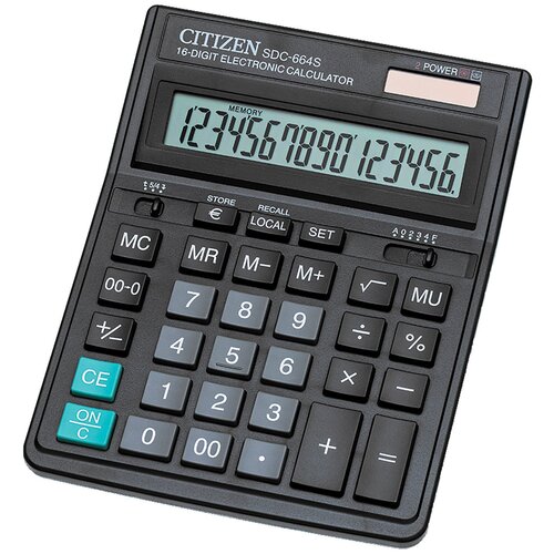 Калькулятор бухгалтерский CITIZEN SDC-664S, черный