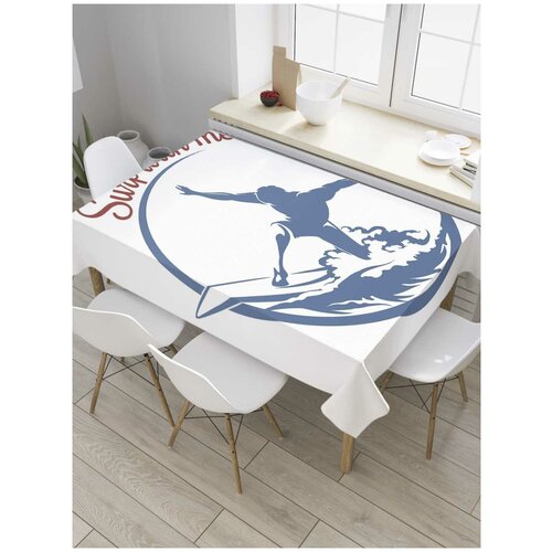 Скатерть прямоугольная JoyArty на кухонный стол "Призыв к серфингу" из оксфорда, 180x145 см
