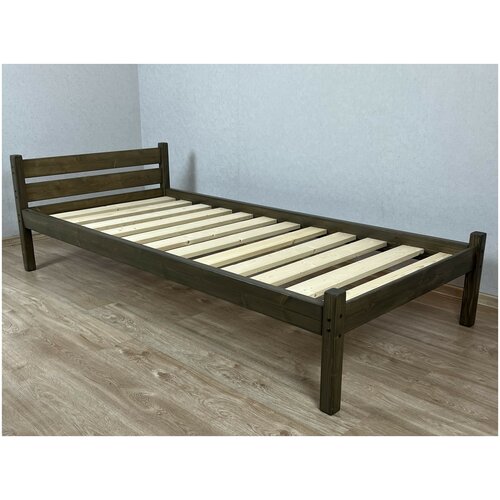 Кровать Классика лакированная из массива сосны с основанием односпальная 190х80см, цвет Венге (габариты 200х90)