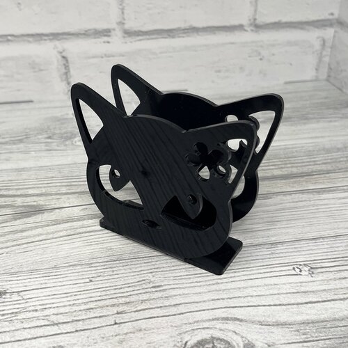 Салфетница "Кошка", 100*100 мм, оргстекло 3мм, цвет черный, Velar