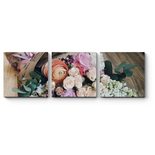 Модульная картина Весенний букет цветов150x50