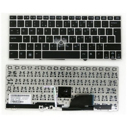 Клавиатура для ноутбука HP EliteBook 2170p черная, рамка серебряная, с джойстиком