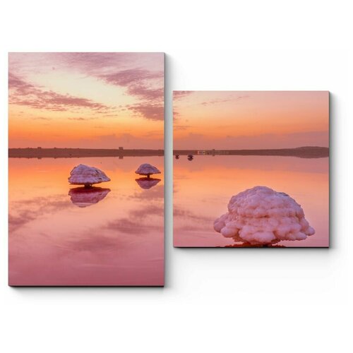 Модульная картина Розовый закат в зеркале воде 130x98