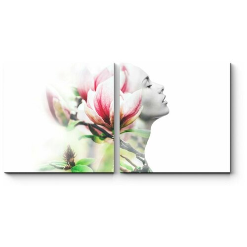 Модульная картина Девушка-цветок 120x60