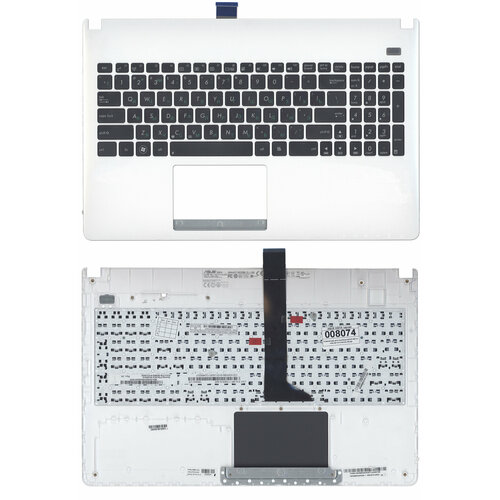 Клавиатура для ноутбука Asus MP-11N63US-920, черная с белым топкейсом