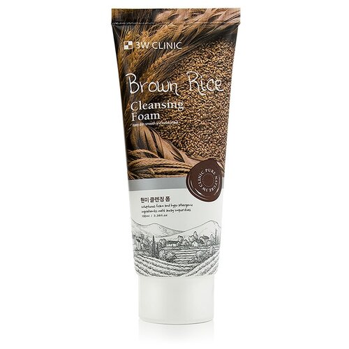 3W Clinic пенка для умывания Brown Rice Cleansing Foam, 100 мл