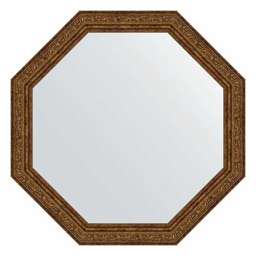 Зеркало настенное Octagon EVOFORM в багетной раме виньетка состаренная бронза, 60,4х60,4 см, для гостиной, прихожей и ванной комнаты, BY 3695