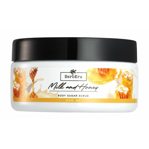 Сахарный скраб для тела с ароматом молока и меда HerbEra Milk and Honey Body Sugar Scrub 200 мл .