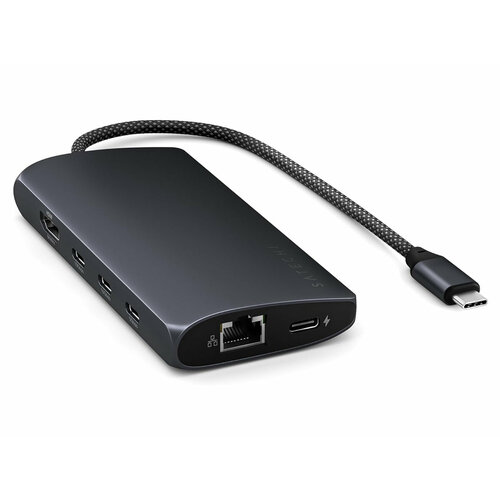 USB-хаб Satechi USB-C Multiport Adapter 8K With Ethernet V3 (5xUSB Type-C, HDMI, RJ-45, SD, micro-SD), Черный Док-станция ST-P8KED