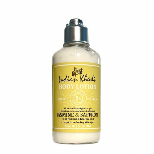 Body Lotion JASMINE & SAFFRON, Indian Khadi (Антивозрастной лосьон для тела жасмин И шафран, Для сияющей и здоровой кожи, Индиан Кхади), 200 мл.