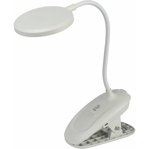 Настольный светильник ЭРА NLED-513-6W-W светодиодный аккумуляторный на прищепке белый, 1шт