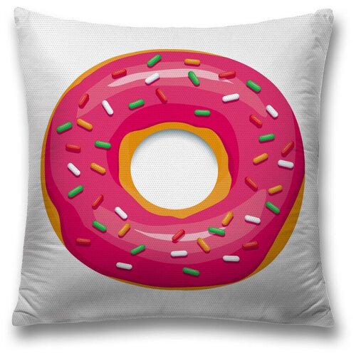 Наволочка декоративная на молнии, чехол на подушку JoyArty "Розовый пончик" 45х45 см