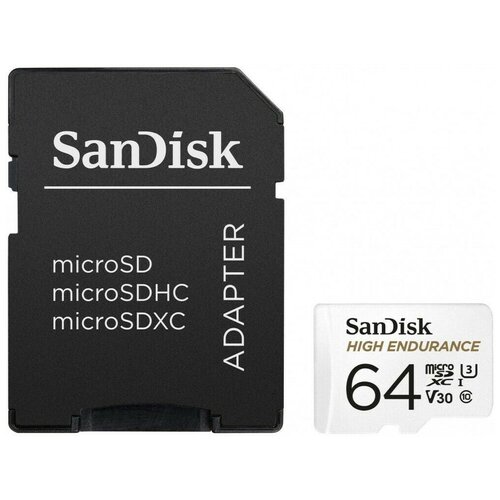 Карта памяти 64Gb MicroSD SanDisk High Endurance + SD адаптер (SDSQQNR-064G-GN6IA)