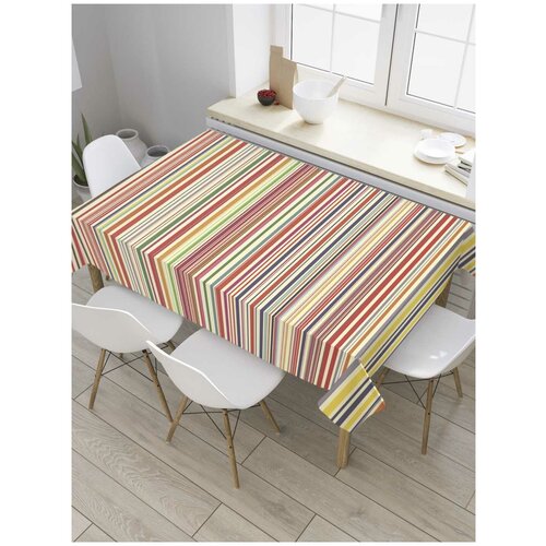 Скатерть прямоугольная JoyArty на кухонный стол "Разноцветные полосы" из оксфорда, 180x145 см