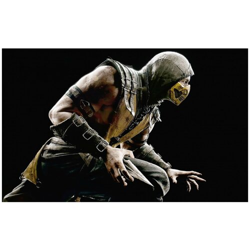 Плакат, постер на бумаге Mortal Kombat-Scorpion/Смертельная битва-Скорпион. Размер 21 на 30 см