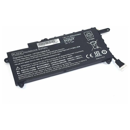 Аккумуляторная батарея для ноутбука HP Pavilion x360 11-n (PL02) 7.6V 29Wh OEM черная